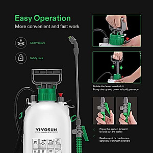 VIVOSUN 1 Gallon Pump Pressure Sprayer, 4L Pressurized Lawn & Garden Water Spray Bottle with 3 Water Nozzles, Adjustable Shoulder Strap, Pressure Relief Valve, for Plants and Cleaning