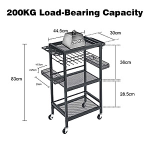 Power Tool Organizer Cart with Wheels, Garage Tool Shelf Drill Holders Garage Storage Organization Shelves with Screwdriver Heavy Duty Rack for Workshop Tool Room and Outdoors Working