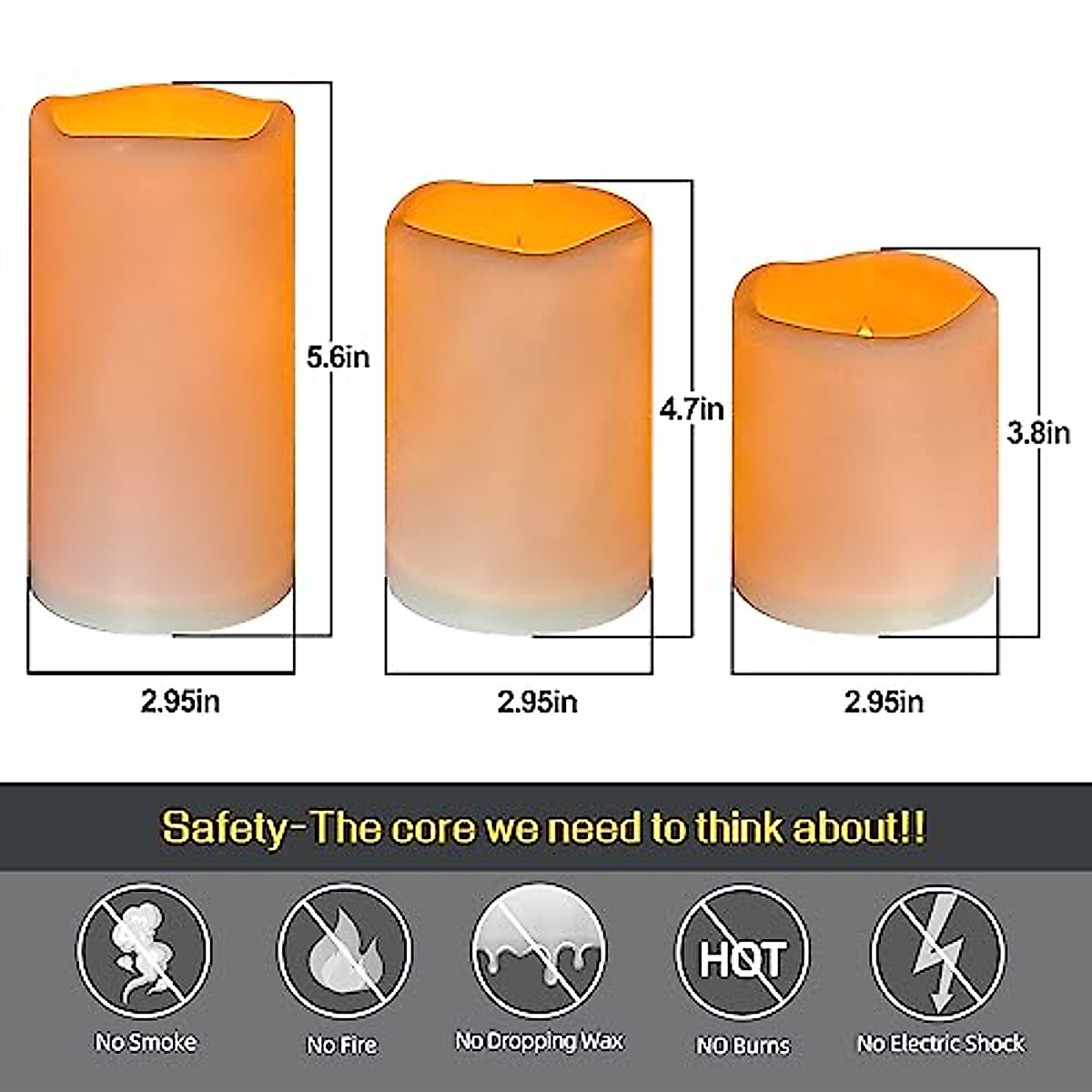 FMIX Flameless Candles with Remote, 3 Pack (Included 6 Batteries) Led Candles with Timer Battery Operated Candles,Outgdoor Electric Candles Flickering,Flameless Pillar Candles.