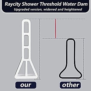 3" High Shower Threshold Water Dam 39 IN Collapsible Shower Water Splash Guard for Curbless Shower Threshold Barrier Water Stopper for Wet and Dry Separation Bathroom and Kitchen (White)