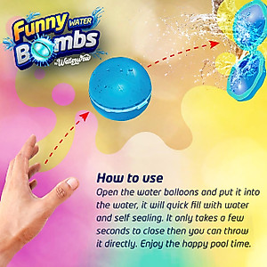FUNNY Reusable Water Balloons, 24 Pcs, Refillable Water Balloons, Magnetic Water Balloon, Interactive Summer Toys