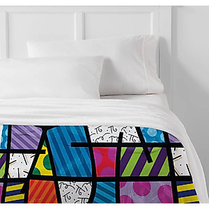 BRITTO Romero Luxe Blanket & Throw (Colorful Landscape) Geometric Artwork Pattern, 60 x 80in