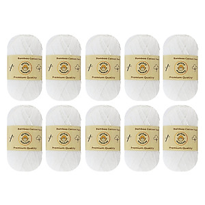 10-Pack of Yonkey Monkey 500 Grams Yarn - 70% Rayon derived from Bamboo, 30% Cotton - Imported - White 9013