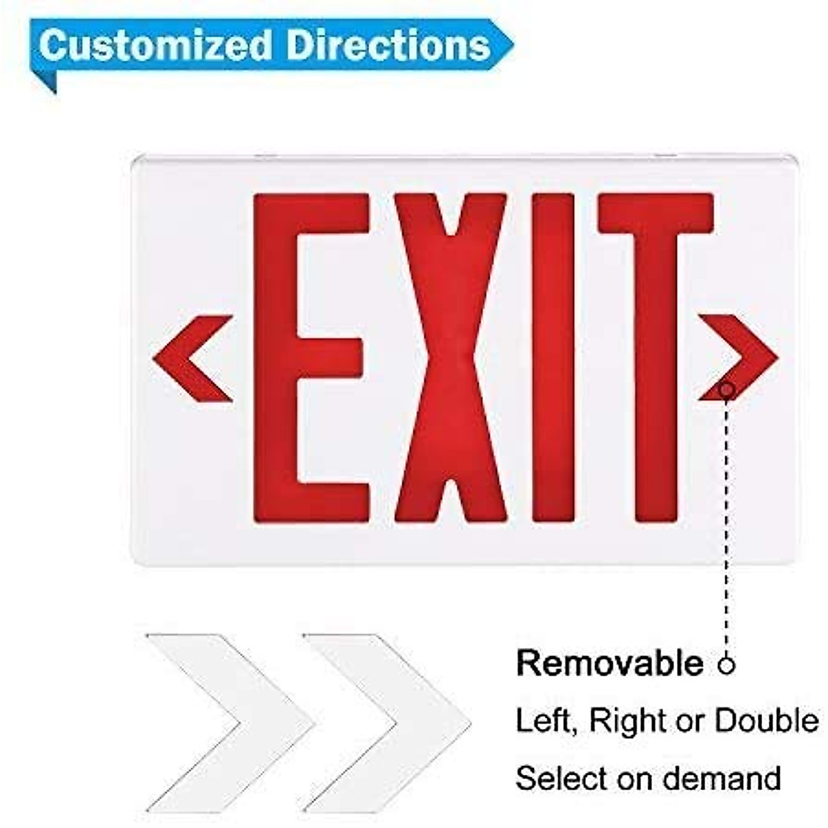 EXITLUX 2 PACK UL Listed -Red Led Exit Sign with Emergency Lights&Battery Backup Operated Powered Exit Lights Exit -Double Face-120-277VAC Fire Exit Signs Lighting for Room,Street,Window.Stairs.