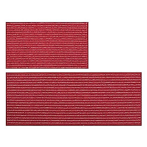BEQHAUSE Red Kitchen Rugs Set of 2 Non-Slip Kitchen Runner Rug Washable Kitchen Mats for Floor Absorbent Soft Standing Mats for Kitchen,Laundry,Hallway&Sink 20”x30”+20”x48”