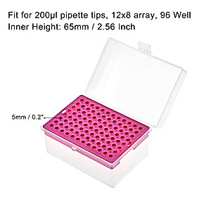 uxcell Pipette Tips Box 96-Well Polypropylene Tip Holder Container for 200ul Pipettor 5mm Hole Diameter Red