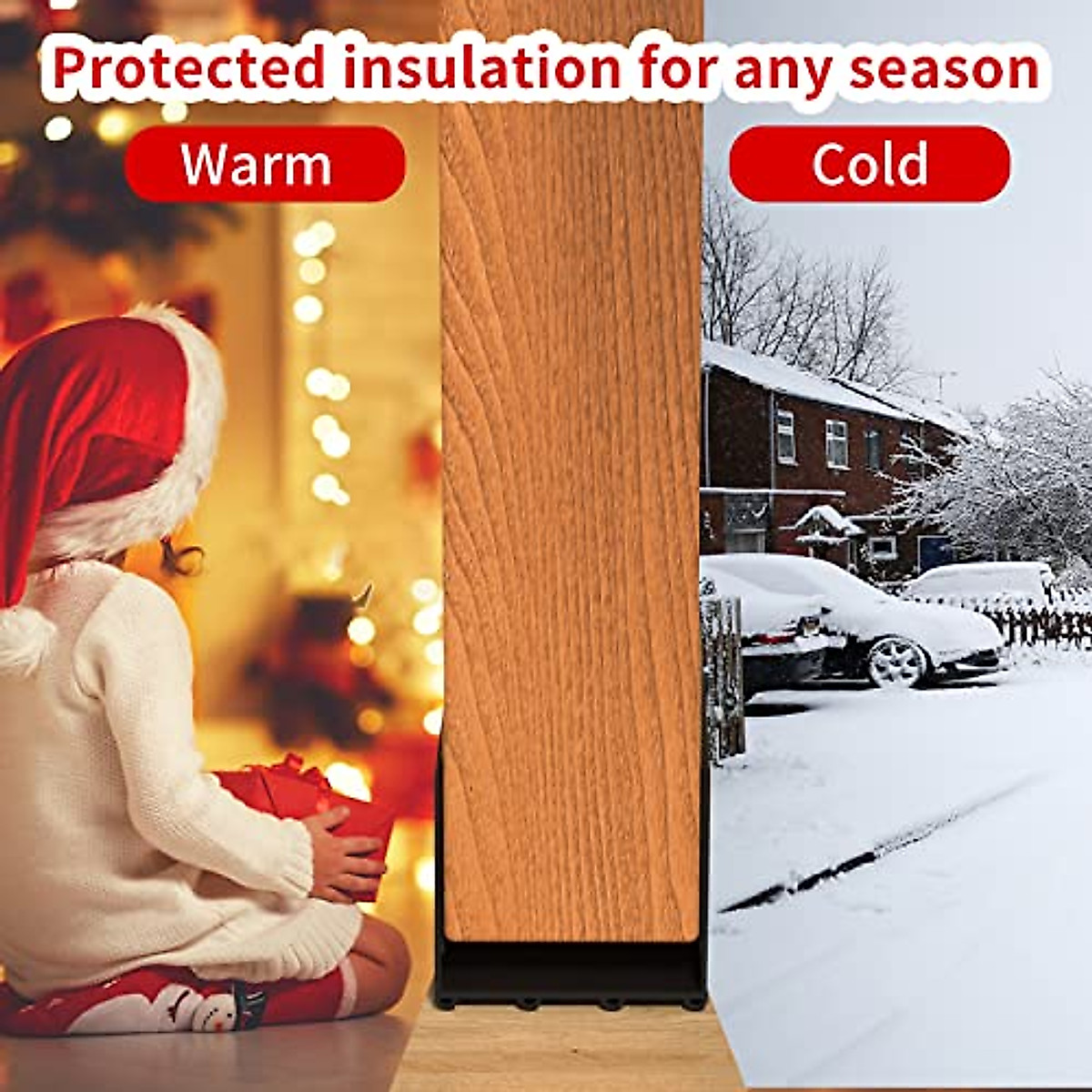 Door Draft Stopper, Cuttable Draft Stopper for Bottom of Door, Strong Adhesive Door Sweeps for Exterior Doors 39” Length (Black)