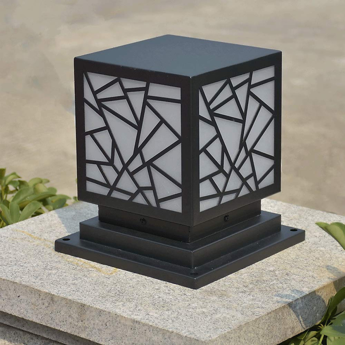 KAIKEA Black European Outdoor Post Light Pier Mount Fixture 7.8" E27 for IP65 Exterior House Porch Patio Deck Garage Yard Garden Driveway Home Lawn Walkway Chinese Floor Lamp Pillar Lantern