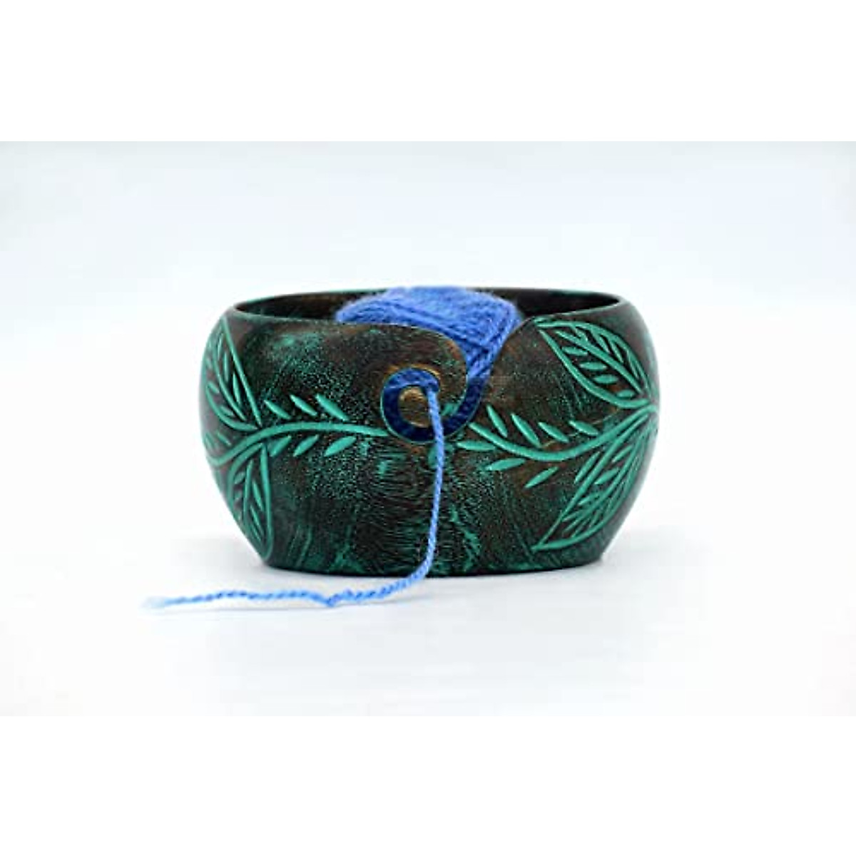 Star handicrafts Wooden Yarn Bowl, 7 x 4 Inches Knitting Yarn Bowls with Holes Crochet Bowl Holder Handmade Yarn Storage Bowl for DIY Knitting Crocheting Accessories.