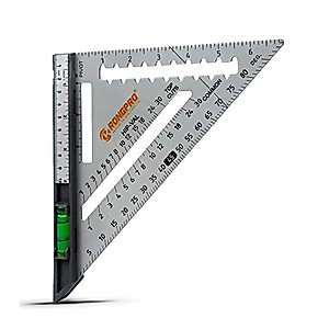 RONGPRO Multifunctional Rafter Square, 7 Inch Triangle Carpenter Square Metal Alloy, Rafter Square Layout Tool