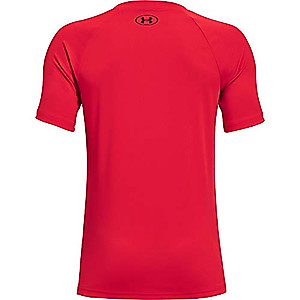Under Armour boys Tech Big Logo Short Sleeve T-Shirt , Red (600)/Black , Youth Medium