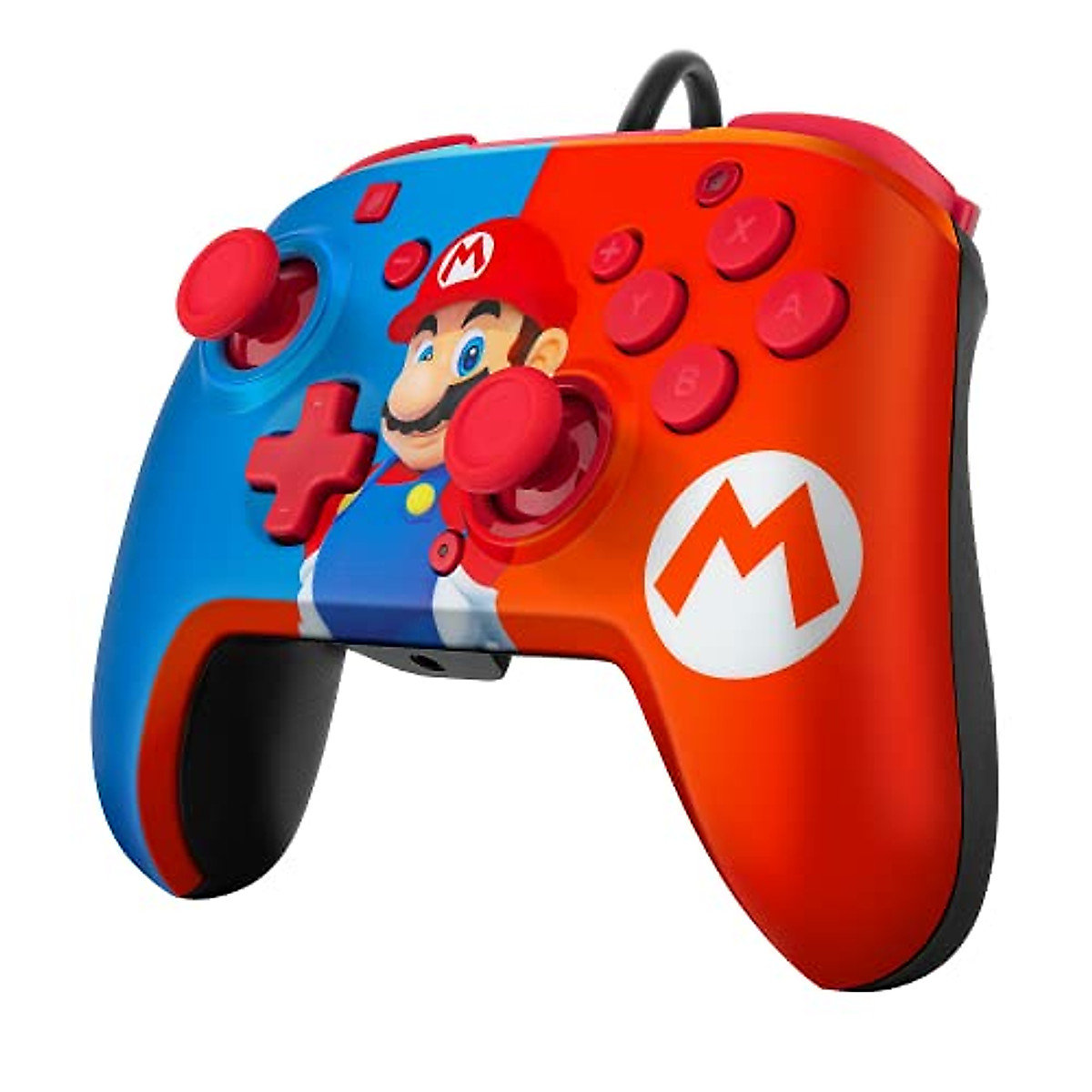 PDP REMATCH Enhanced Wired Power Nintendo Switch Pro Controller, Officially Licensed Switch Lite/OLED Compatible Gamepad, Customizable Programmable Buttons, Super Mario Power Pose (Red & Blue)