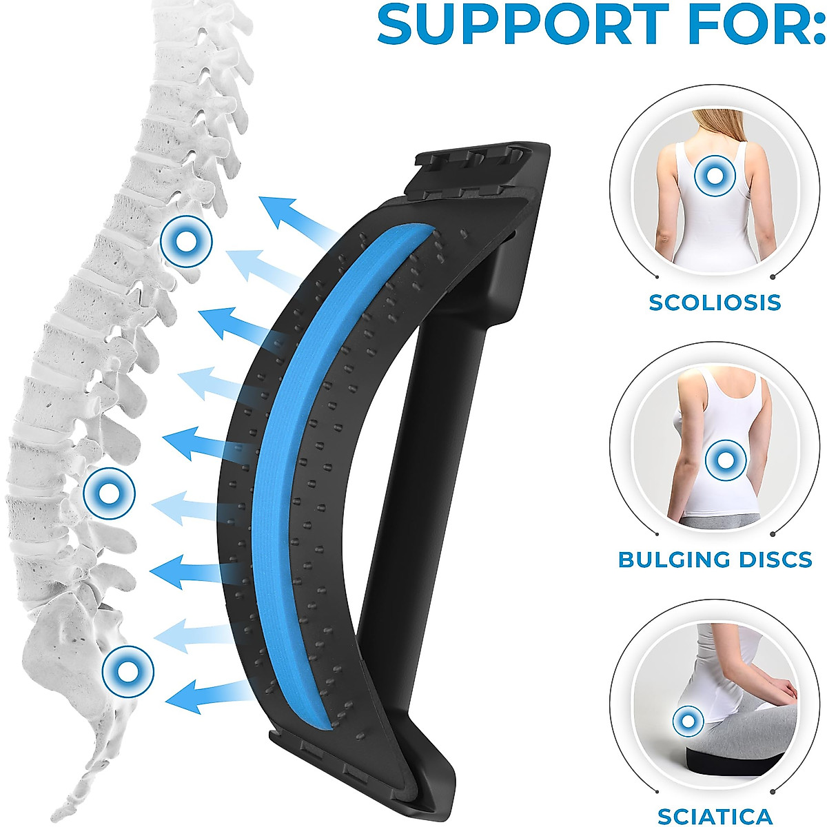 Back Stretcher for Lower Back Pain Relief - Get Spine Decompression & Back Decompression with This Adjustable Back Stretching Device - The Ultimate Back Pain Relief Products - Everlasting Comfort