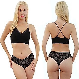 Aijolen Women Sexy Lace Bikini Panties, Low Waist Tanga Underwear Cheeky Panties