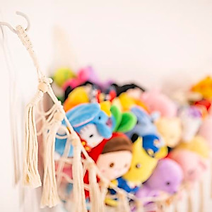 MAKEONEWO Stuffed Animal Net or Hammock -Handmade Large Macrame Toy Hammock Organizer Stuffed Animal Display Corner Hanging Net Plush