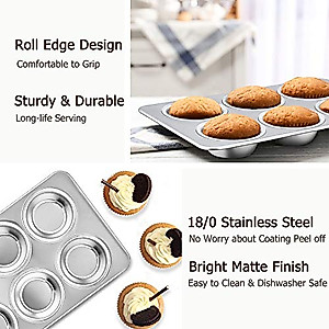 TeamFar Muffin Pans for Baking, Cupcake Pan Tray Set for Making Cakes Cornbread Quiche and More, Healthy & Non Toxic, Oven & Dishwasher Safe - Set of 2