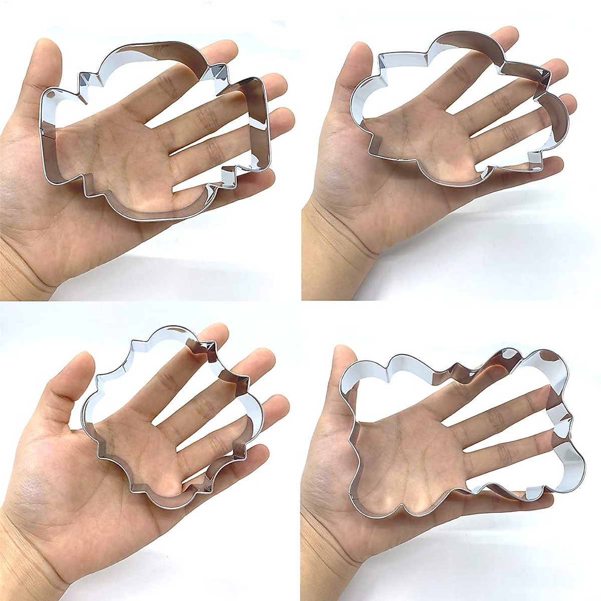 LILIAO Fancy Plaque Cookie Cutter Set Frame Sandwich Fondant Biscuit Cutters - 4 Piece - Stainless Steel - by Janka