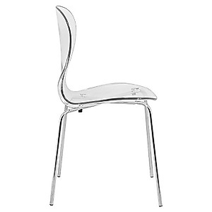 LeisureMod Modern Oyster Side Chair (Set of 2), Clear