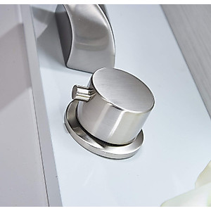 Bathfinesse 8-16 Inch LED Light Faucet Widespread Bathroom Sink Faucet Waterfall Vanity with 3-Color Changing 3 Holes with 2-Handles T Commercial Brushed Nickel Deck Mount Lavatory Faucets