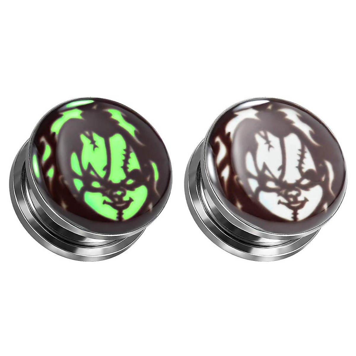 TBOSEN 8 Pcs Stainless Steel Fluoresscence Epoxy Screw Fit Ear Gauges Ear Plug Flesh Piercing Jewelry 2g - 1-3/16 inch