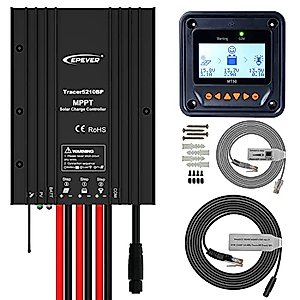 EPEVER IP68 Waterproof 30A MPPT Solar Charge Controller 12V 24V Auto, Solar Panel Battery Intelligent Regulator with MT50 and RS485 Cable, Used in RVs, Trailers, Boats, Yachts（Tracer7810BP）
