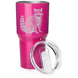 Smooth Body Tumbler Stainless Steel Vacuum Insulated Travel Mug Cup Gift Raccoon (Hot Pink, 30 oz)