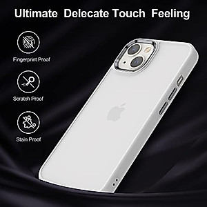 Shockproof Phone Case ,Compatible for iPhone 13 Case, 4FT Military Drop Protection Translucent Matte Hard Back with Soft Edge Airbag Protective Phone Cases for iPhone 13 6.1 inch 2021 (White)