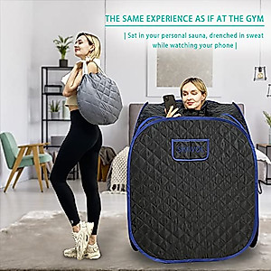 Simivol Portable Steam Sauna for Home Spa, Personal Steam Sauna Tent Indoor with Steamer, 1 Person Steam Room with Foldable Chair& Remote Control(Black)