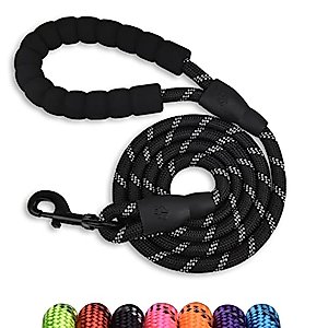 Panykoo 5/6 FT Strong Pet Dog Leash with Highly Reflective Threads,360-Degree No Tangles and Comfortable Padded Handle,Suitable for Small,Medium and Large Dogs