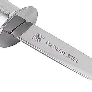 LAIONTY Oyster Knife Stainless Steel Non-slip Poly with Long Wood Handle Oyster Shucker Clam Knife Seafood Opener Tools for Kitchen