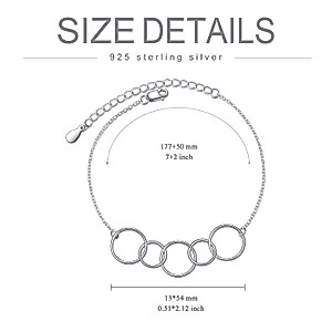 SOULMEET 50th Birthday Gifts for Women, Sterling Silver Five Circles Bracelet for Her, 5 Decades Jewelry 50 Years Old