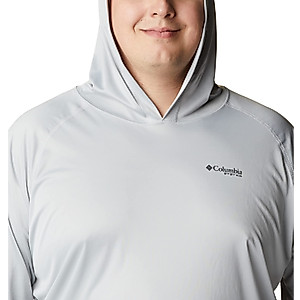 Columbia Men's Terminal Tackle Hoodie, Cool Grey/Vivid Blue Logo, Large