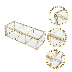 Holibanna Box Jewelry Storage Box Compartment Makeup Case Jewelry Display Boxes Tea Holder for Tea Bags Organizer Jewelry Storage Organizer Drawer Organizer with Lid Glass Jewelry Box Office