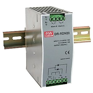 MEAN WELL DR-RDN20 Power Supply Redundancy Module for 24V Systems 20A DIN-Rail Mount