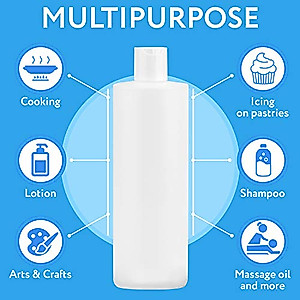 IMPRESA 3 Pack 16oz Plastic Bottle with 6 Caps in 2 Styles - BPA Free Latex-Free, Food-Grade, Great for Shampoo, Body Wash, Sauce and More