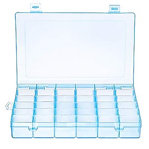 Emoly Plastic Jewelry Box Storage Organizer Container with Adjustable Dividers 36 Grids Blue