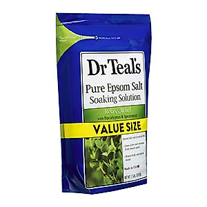 Dr. Teal's Eucalyptus & Spearmint Soaking Solution (1 Bag, 7lb) - Blended with Pure Epsom Salt - Stimulate and Soothe The Senses - Ease Pain & Soreness in The Body at Home - Value Size Bag