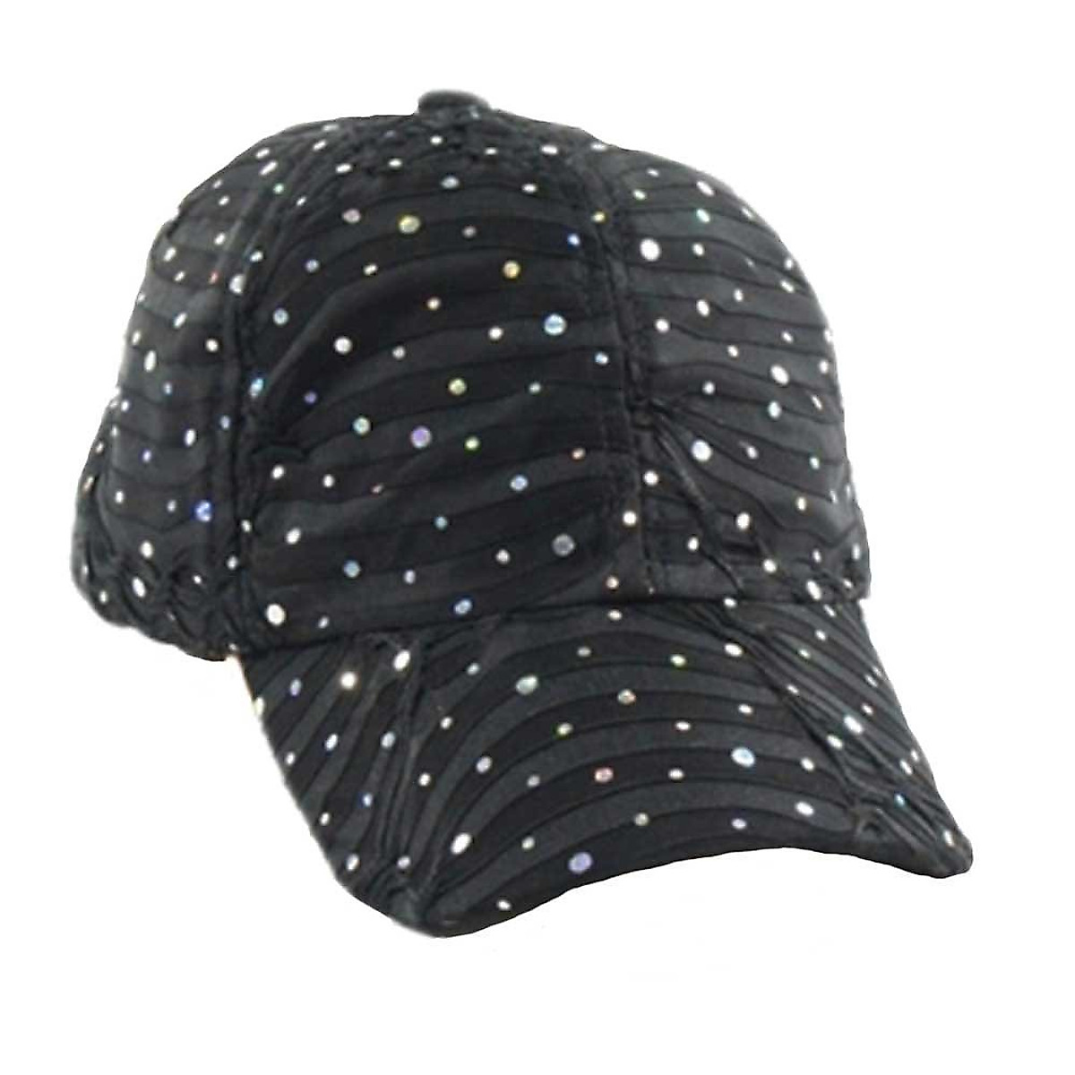 Glitter Sequin Sparkle Bling Game Baseball Cap Hat Sun Visor (Black)