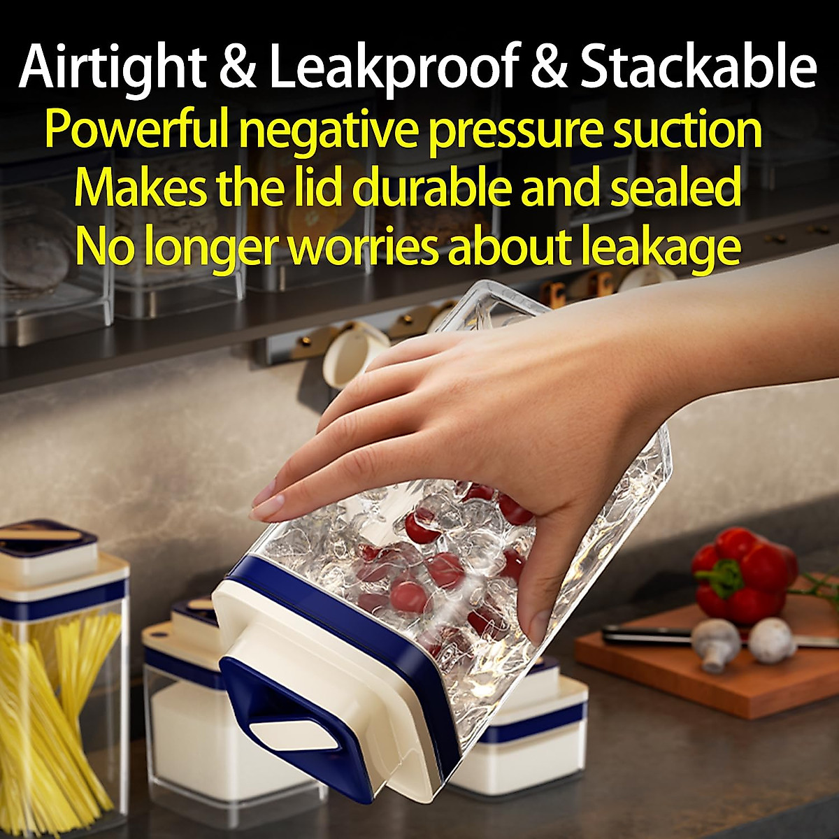 OWAIZU Vacuum Sealed Food Storage Container, BPA Free Wide Mouth Airtight Jar Keep Fresh Longer, Great to Keep Coffee Beans, Spice, Cereal, Snacks, Kitchen and Pantry Organization, 22fl.oz/650ml