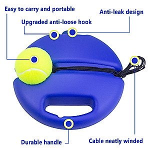 T4U888 Tennis Trainer Rebound Ball, Tennis Practice Trainer Gear Tennis Training Equipment Kit with 1 Trainer Base 4 Elastic Ropes & 4 Balls for Beginners, Kids, Adults