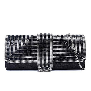 N A Dearcloris Clutch Black Purses for Women Evening Bag Black Rhinestones Clutch Party Handbag Wedding bag…