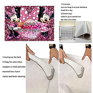 Pink Mouse Backdrop Party Supplies Photography Backdrop 1st 2nd 3rd Birthday Background Princess Girls Hot Pink Decoration for Kids Banner Photo Studio Props 7x5ft