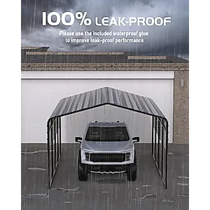 GAOMON 13' x 21' x 10' Metal Carport, with Heavy Duty Galvanized Steel Roof and Reinforced All-Metal Frame, Permanent Shelter for Agricultural Machinery, Carport for Cars, Boats, Trucks, and Tractors