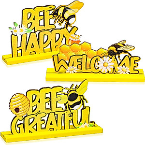 3 Pieces Bee Table Decor Signs Bee Classroom Decorations Bee Decorations for Classroom Bee Themed Classroom Bee Stuff Bee Decorations for Home