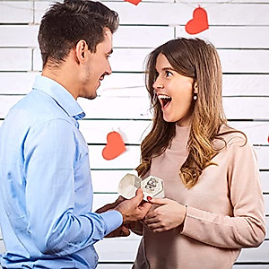 WantGor Velvet Jewelry Ring Box, 3 Slots Hexagon Ring Gift Box Vintage Ring Display Holder Case for Wedding Ceremony Proposal Engagement (Beige, 3 Slots)