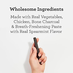 Dreambone Triple Action Dental Sticks Charcoal, 10 Count, Rawhide-Free Chews for Small and Medium Sized Dogs Freshens Breath