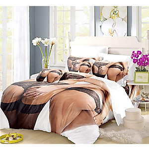 REALIN Sexy Duvet Cover Set Female Model Bedding Lace Motorcycle High Heels Bed Sets 2/3/4PCS Quilt Covers/Sheets/Pillow Shams,Twin/Full/Queen/King (A,Full-200x229cm-4PCS)