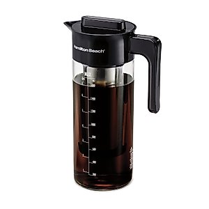 Hamilton Beach Cold Brew Iced Coffee Maker and Tea Infuser 1.7 L (57.5 oz.), Glass Pitcher with Removable Stainless Steel Filter