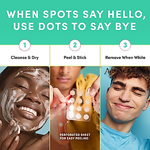 Dots for Spots Pimple Patches - Fast Acting Translucent Hydrocolloid Zit Treatment Stickers for Face - Blemish Patch for Women, Men & Teenagers - Made in Korea (60 count)