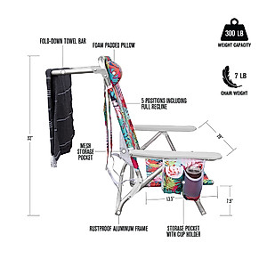 Hurley Backpack Beach Chair, One Size, Jade